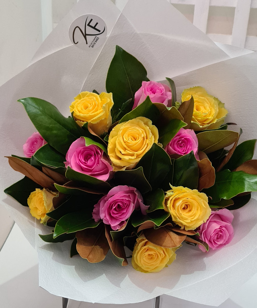 Florist choice mixed coloured Roses bouquet