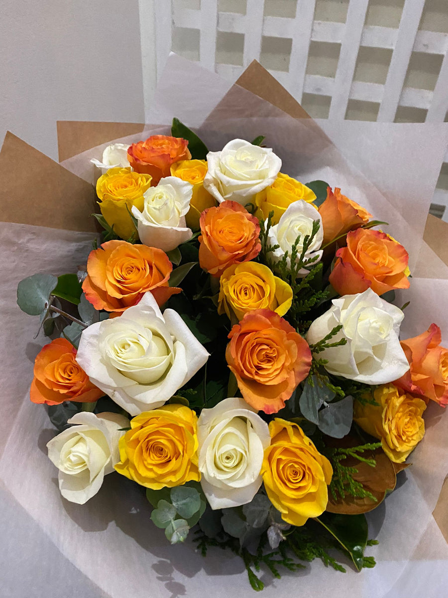 Florist choice mixed coloured Roses bouquet
